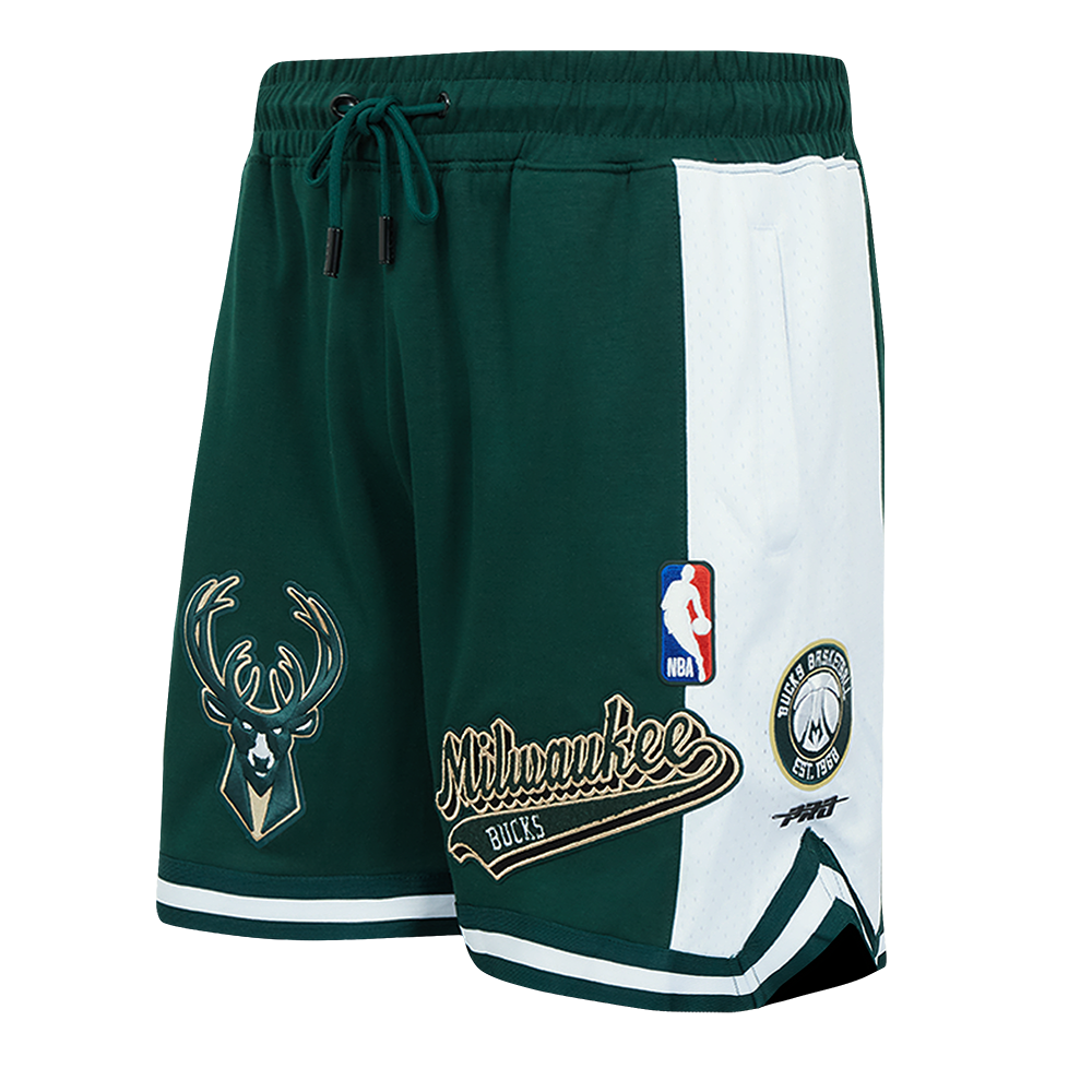 SHORTS DE BASQUETBOL NBA MILWAUKEE BUCKS SCRIPT TAIL – Pro Standard México